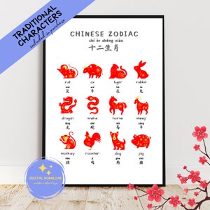 Lunar New Year Zodiac 2 Pack CHINESE Bilingual Poster Learn Chinese ...