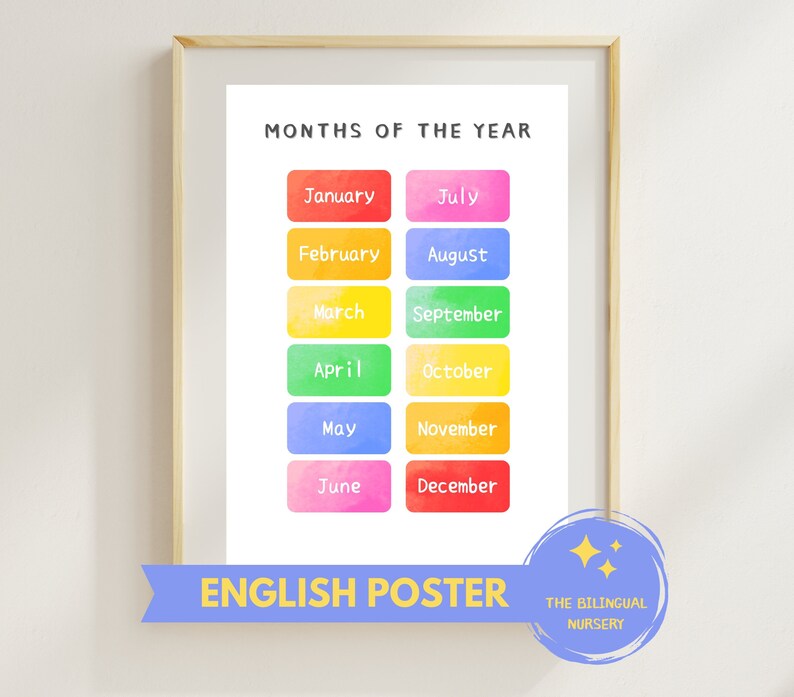 Months Poster Months of the Year Kids Poster Months Colorful - Etsy ...