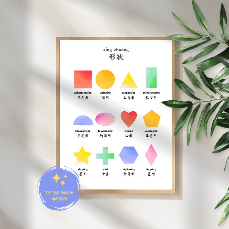 Shapes CHINESE MANDARIN SIMPLIFIED Poster Instant Download Montessori ...