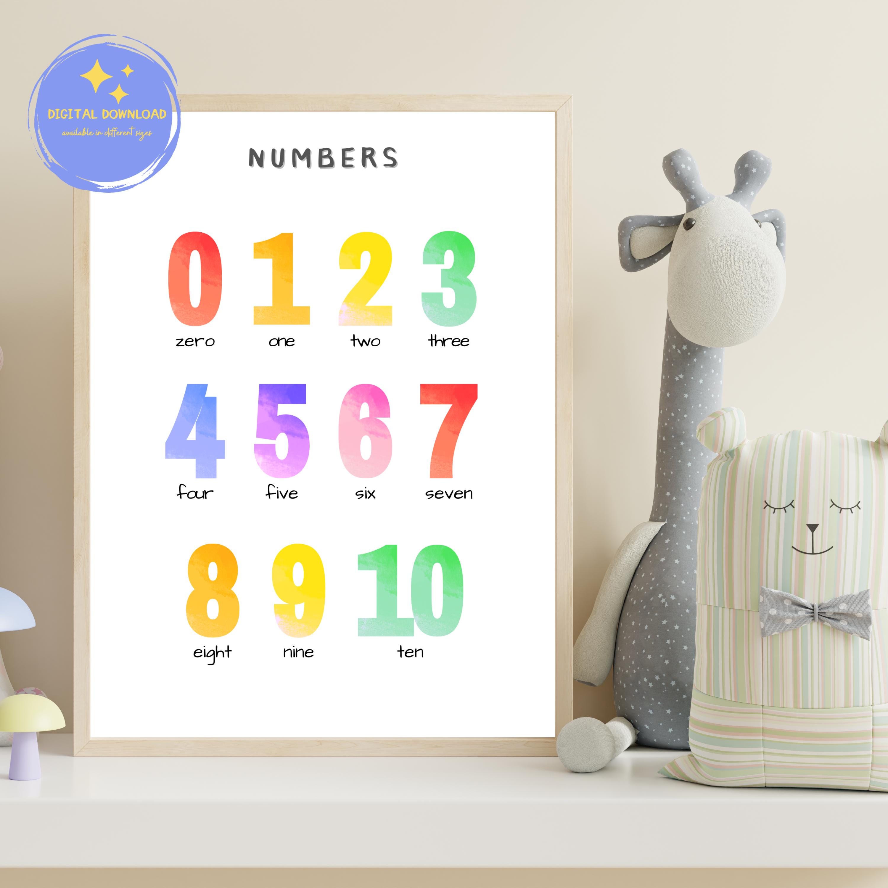 Numbers 1-10 ENGLISH Poster Instant Download Montessori Kids Children ...