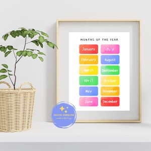 Months of the Year ENGLISH/CHINESE Bilingual Poster Instant Download ...