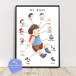 My Body ENGLISH Poster Instant Download Montessori Kids Children ...