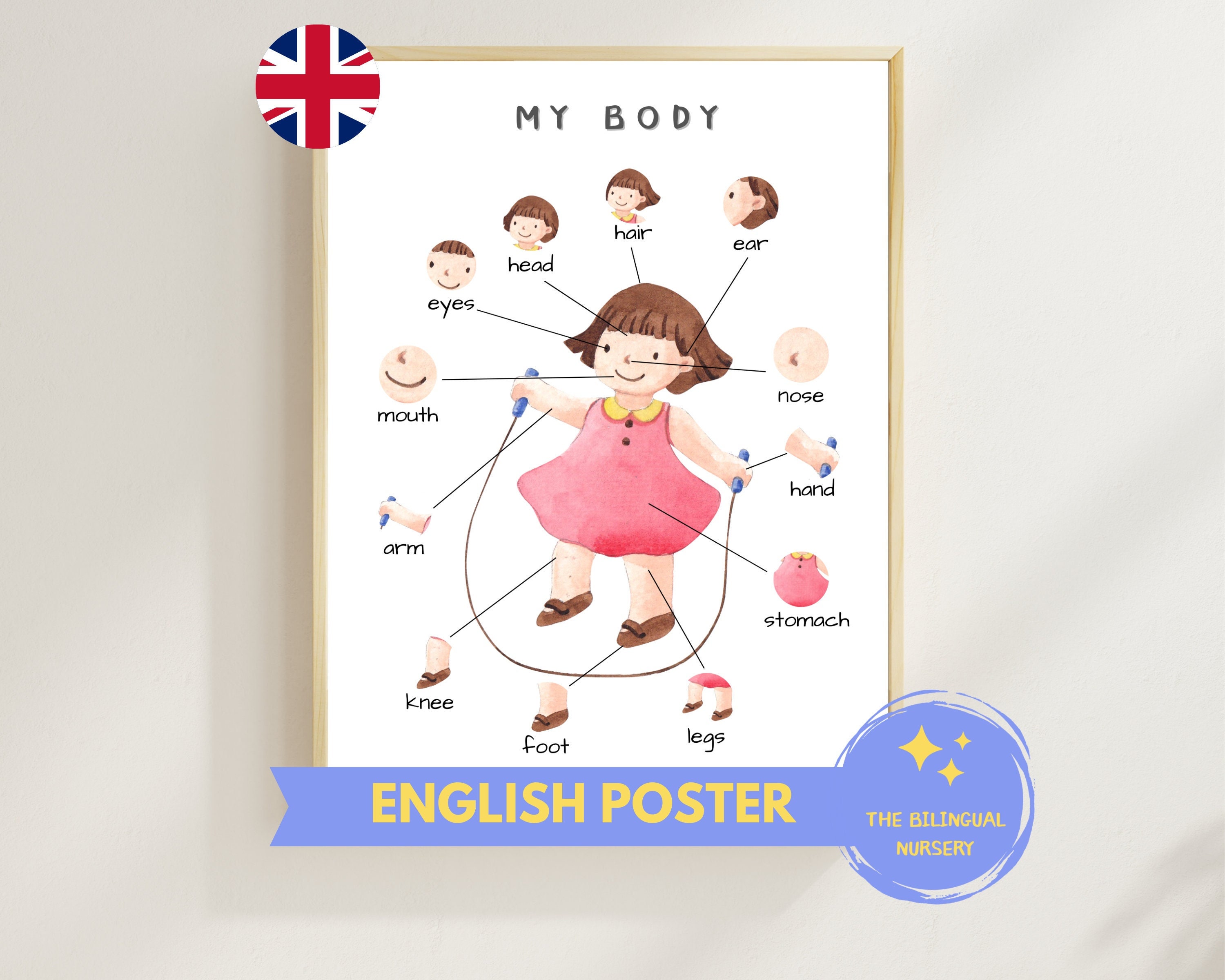 My Body Female ENGLISH Poster Instant Download Montessori Kids Children ...