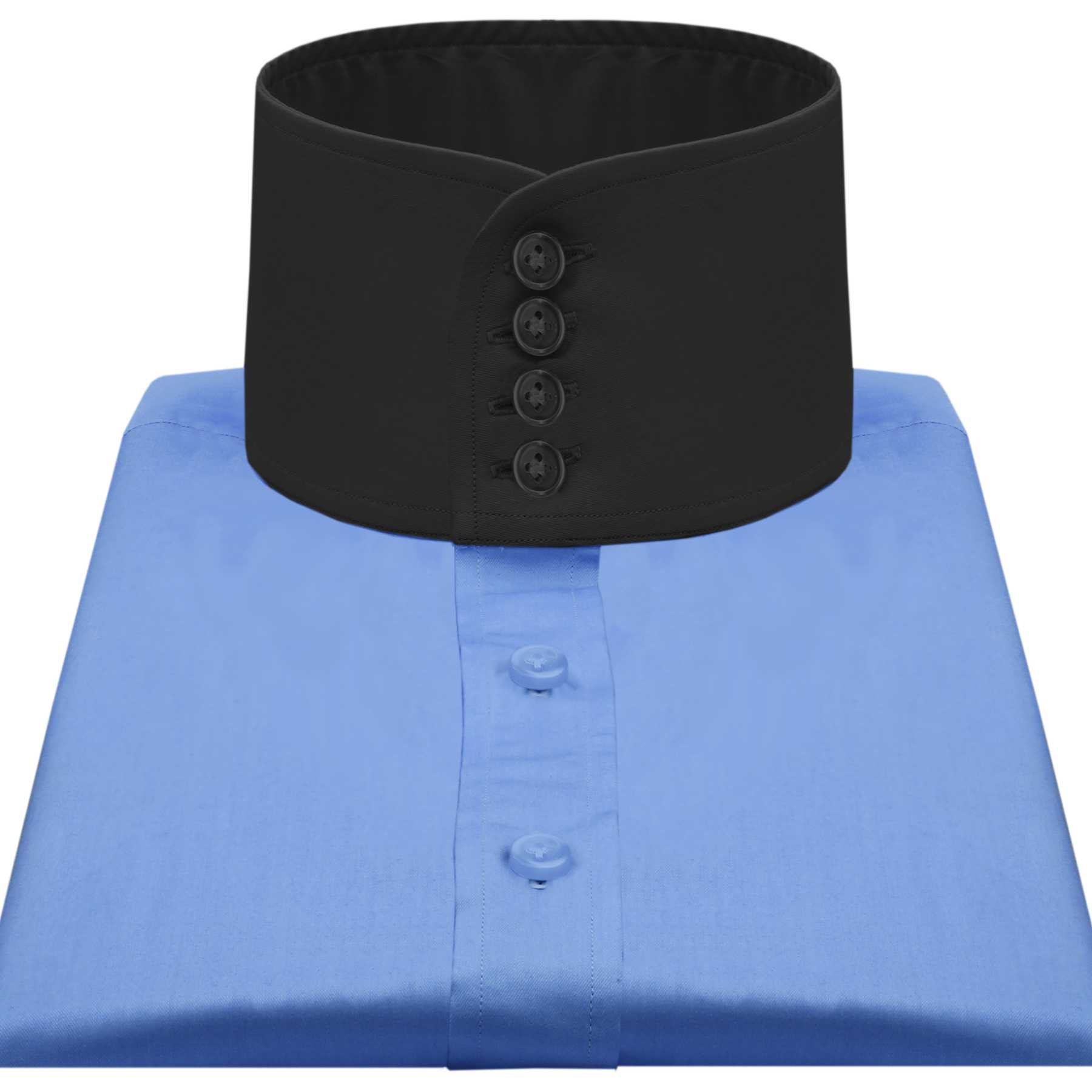 Chinese Mandarin Style Collar Asian Mao Collar Shirt Plain Blue Formal ...