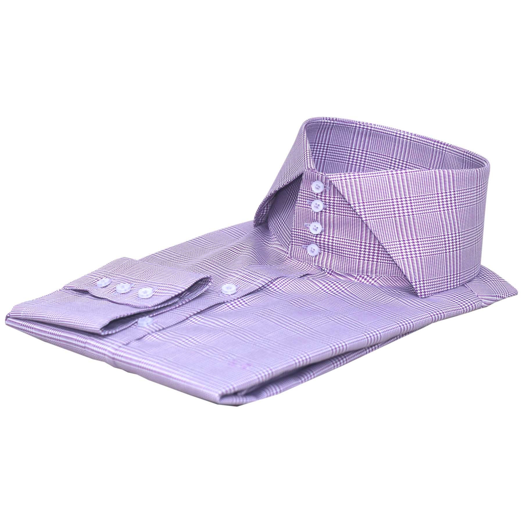 Italian Collar Purple, Lilac Checks High Cut Away Collar Formal Dress ...