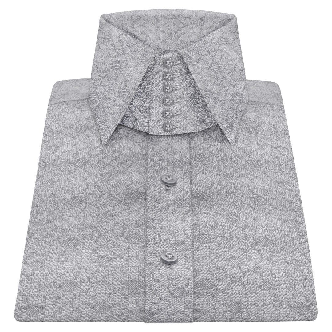 Edwardian Widespread High Collar Dress Shirt 6 Button Collar Grey ...