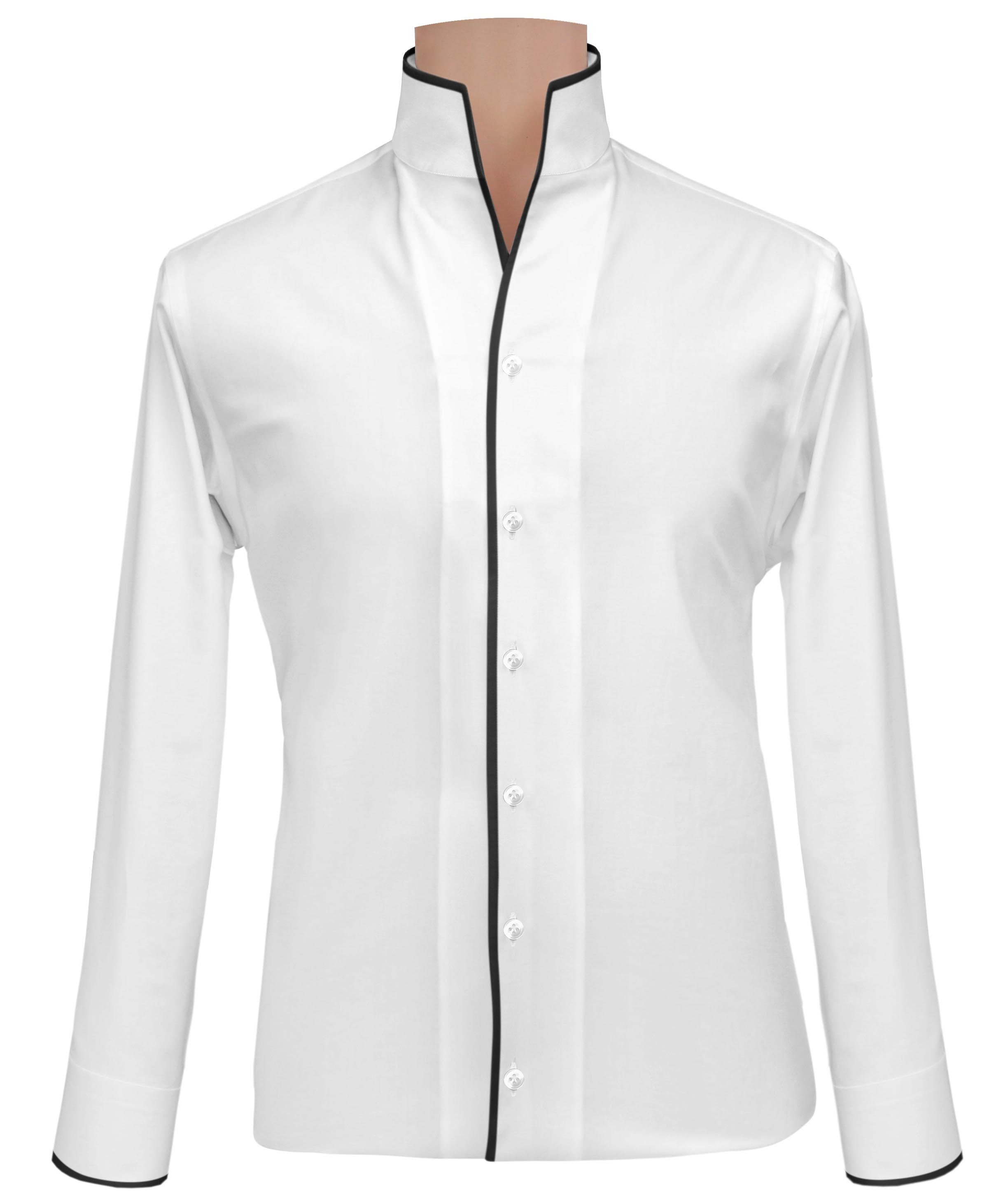 High Open V Collar Shirt White Buttonless Collar Wedding Dress Shirt ...