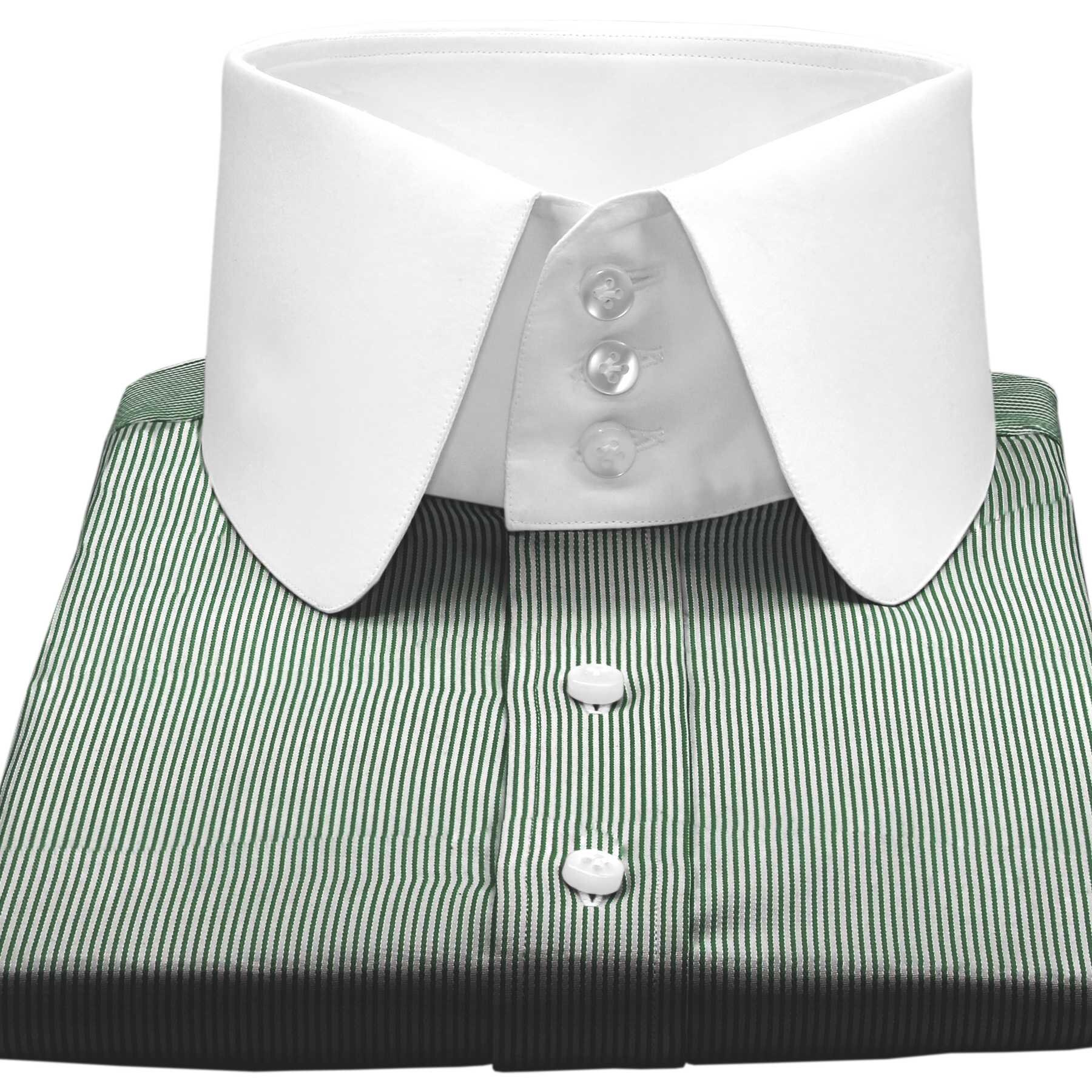 High Round Penny Collar Peaky Blinder Dark Green & White Hairline ...