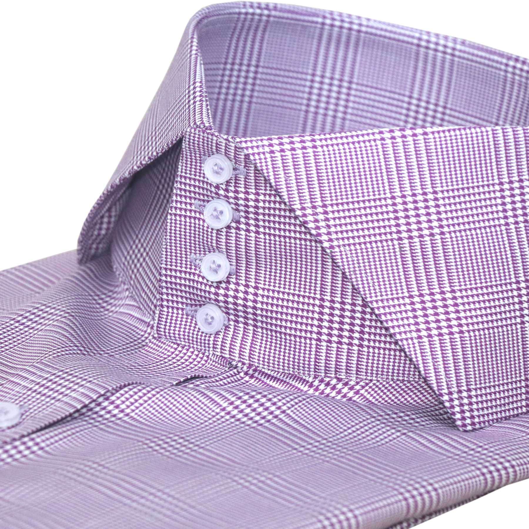 Italian Collar Purple, Lilac Checks High Cut Away Collar Formal Dress ...