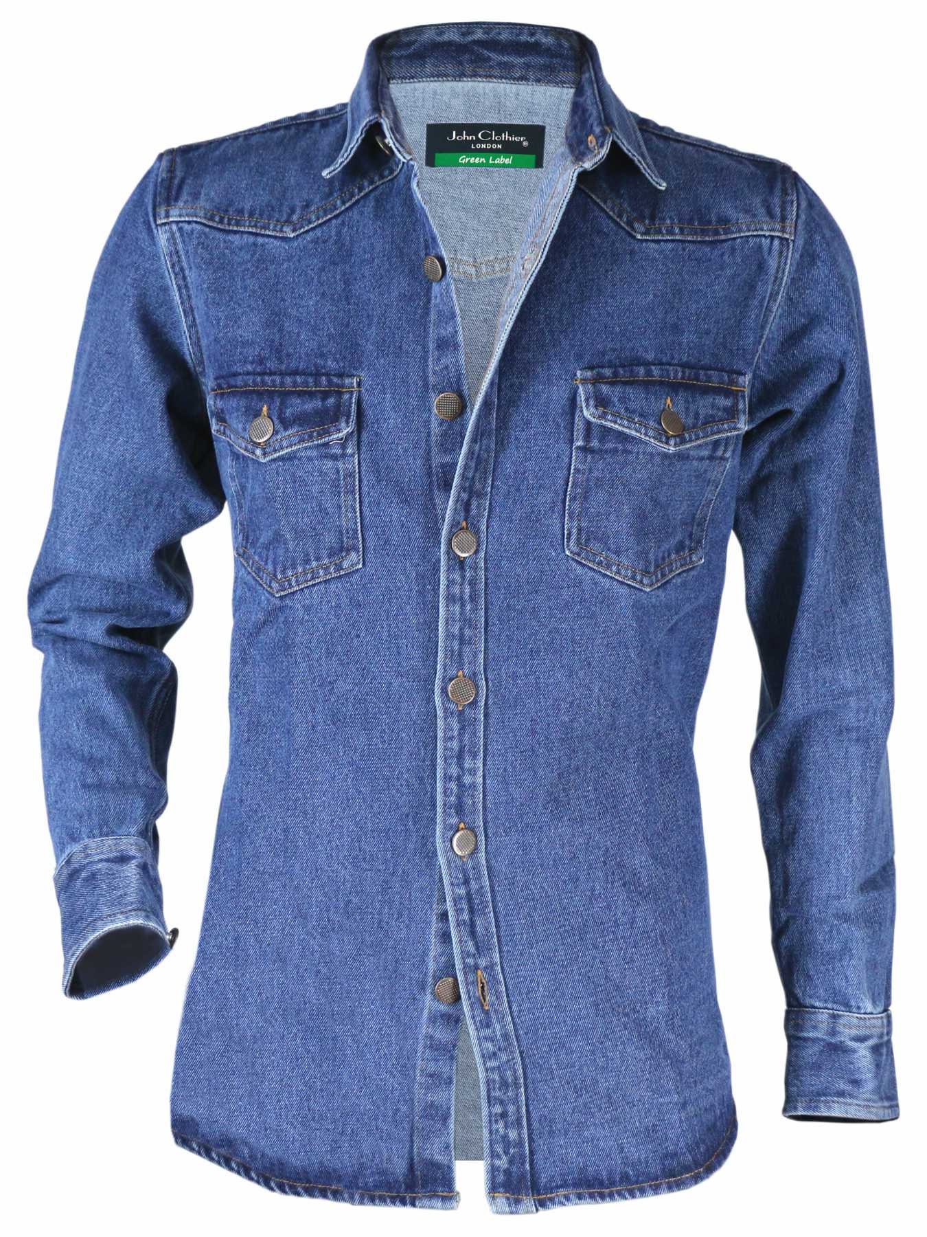 Dark Blue Jean Shirt, Lightweight 100% Cotton Shacket, Soft Denim ...