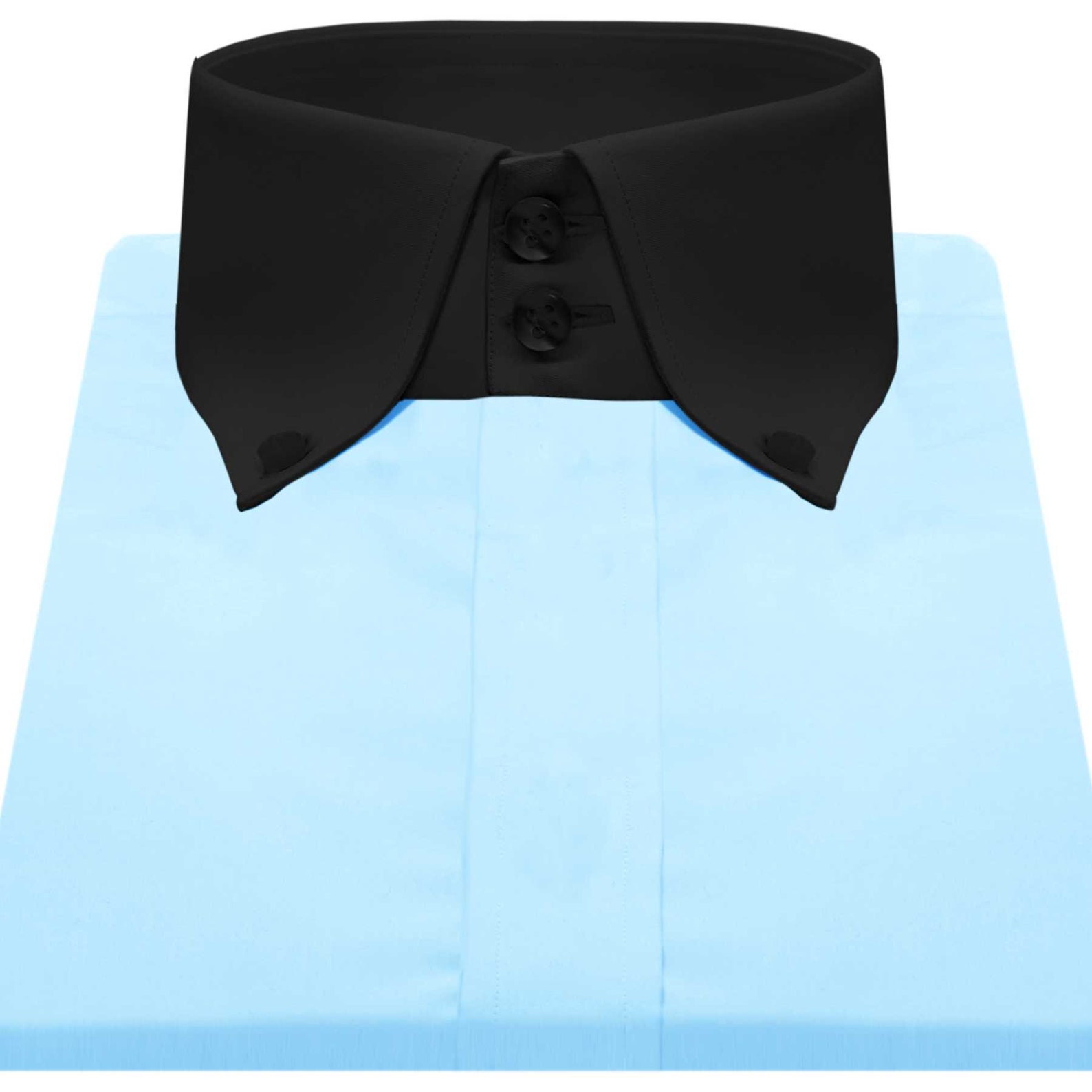 Sky Blue Button Down Collar Hidden Conceal Buttons Placket Dress Shirt ...