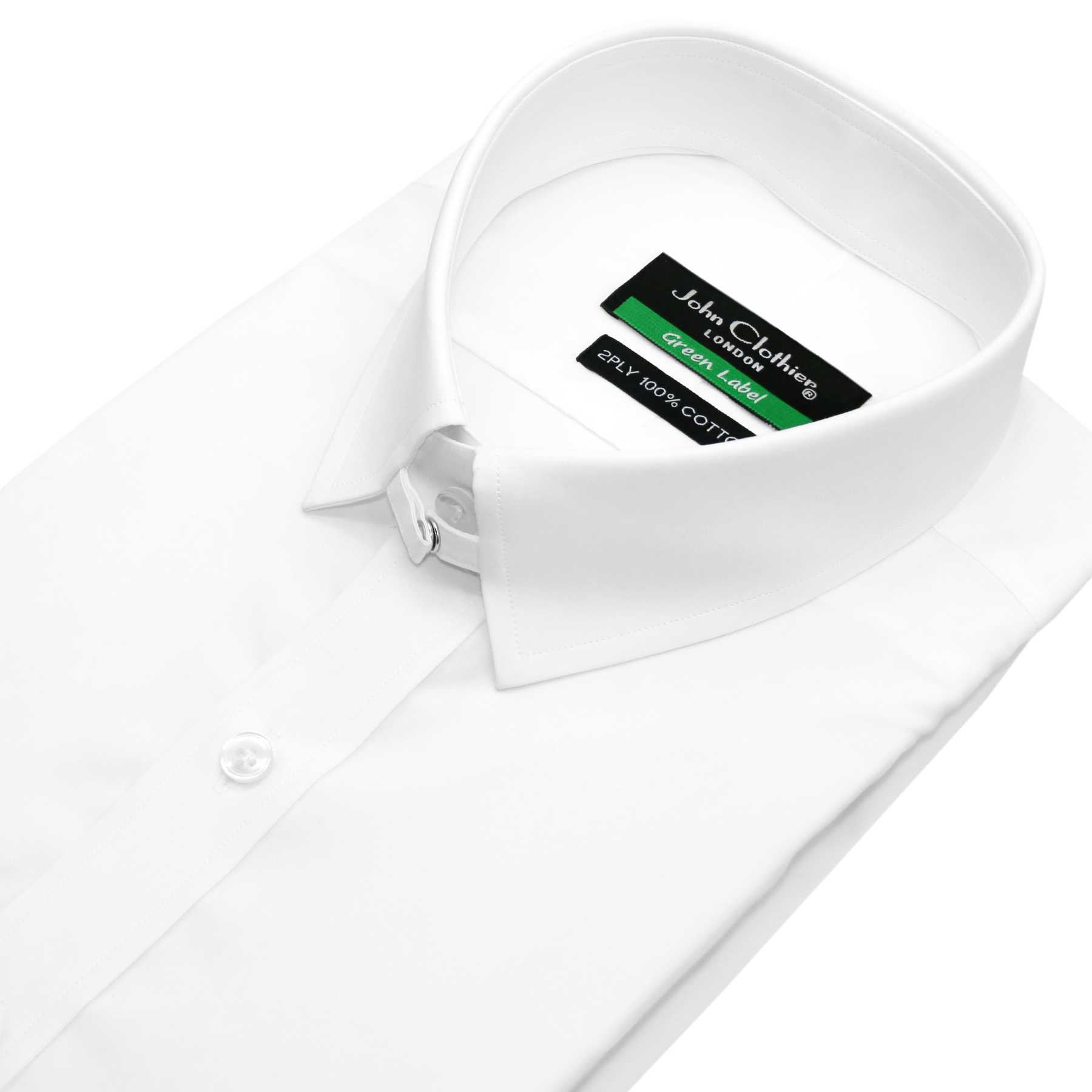 Skyfall's Tab Collar Dress Shirt Men's/ White Shirt/ 100% Cotton Full ...