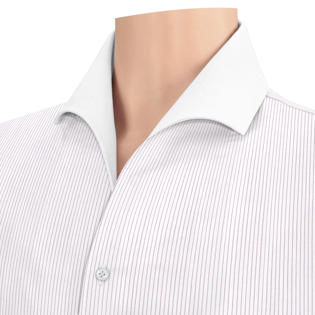 Men's Copper One Piece Collar Shirt Tailored Fit Pink Pinstripes Full ...
