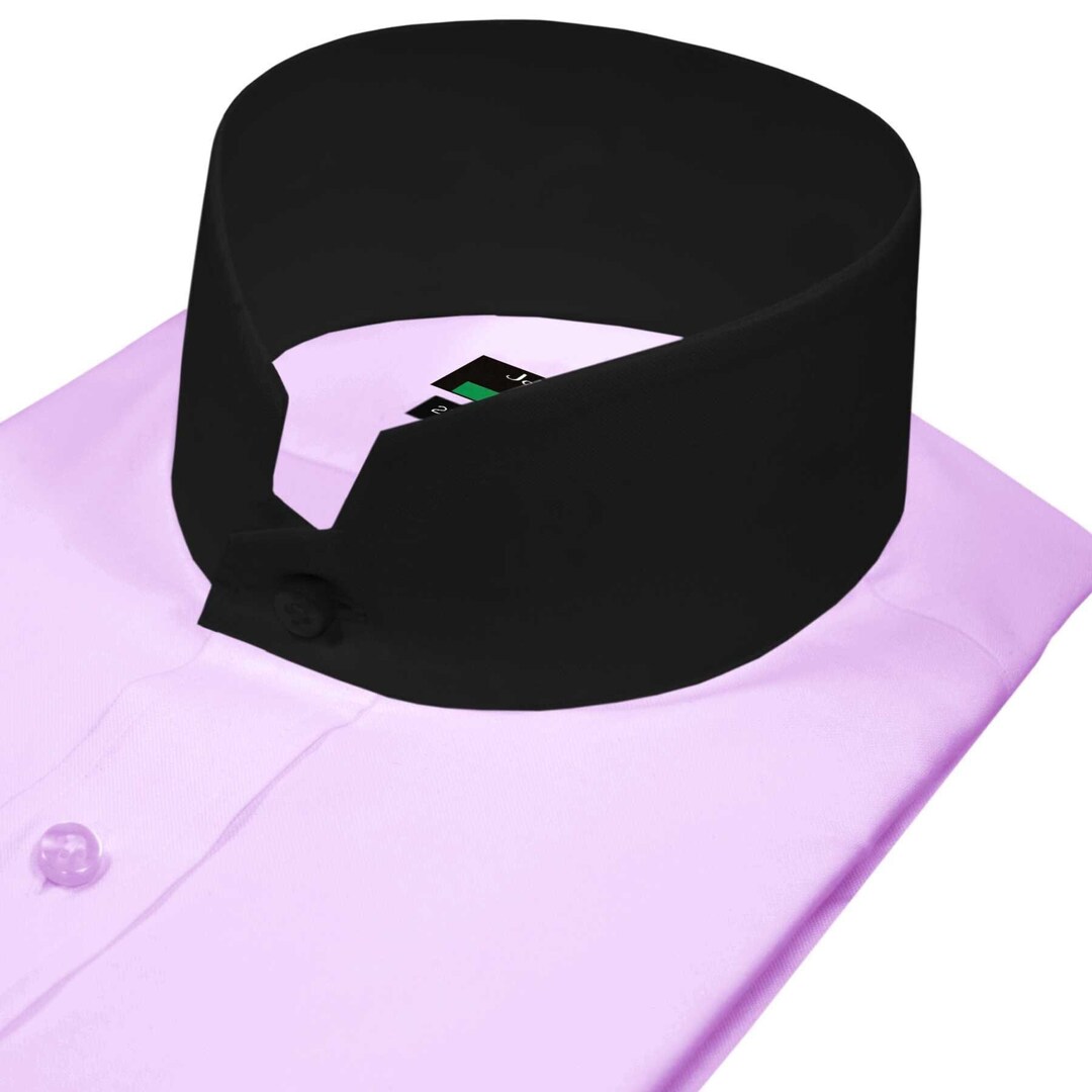 Roman Collar Light Lilac, Lavender Purple Formal Dress Shirt Mens 100% Cotton Imperial High ...