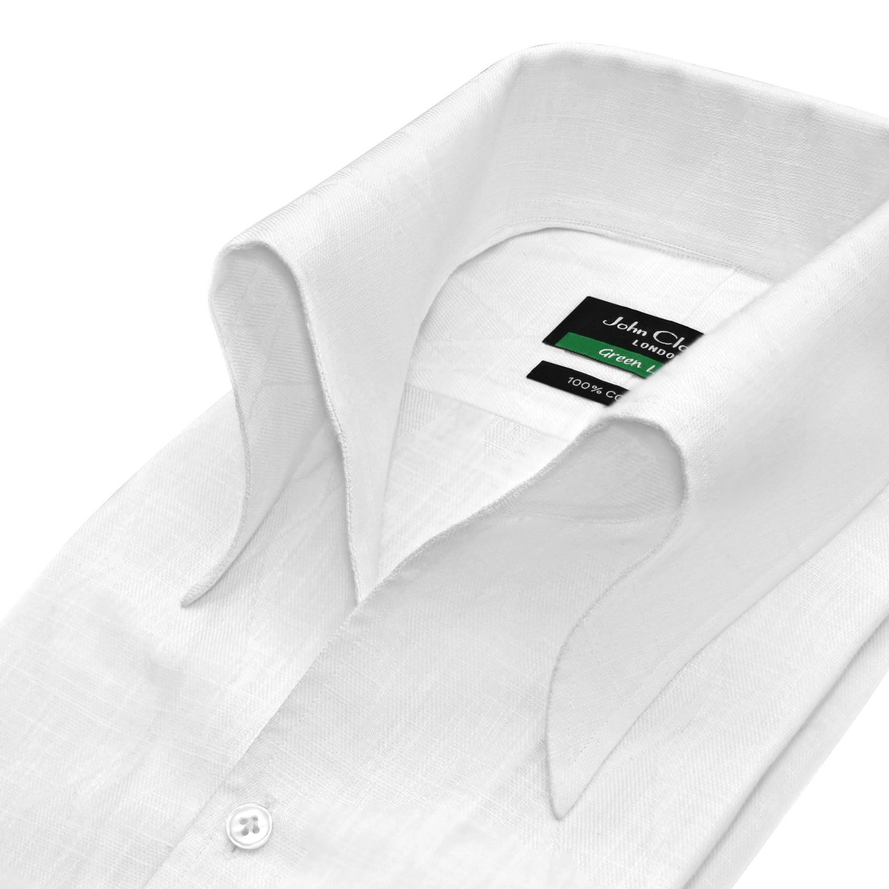 Men's Linen High Open Button-down Bow Collar White Shirt Ribbon Suit ...