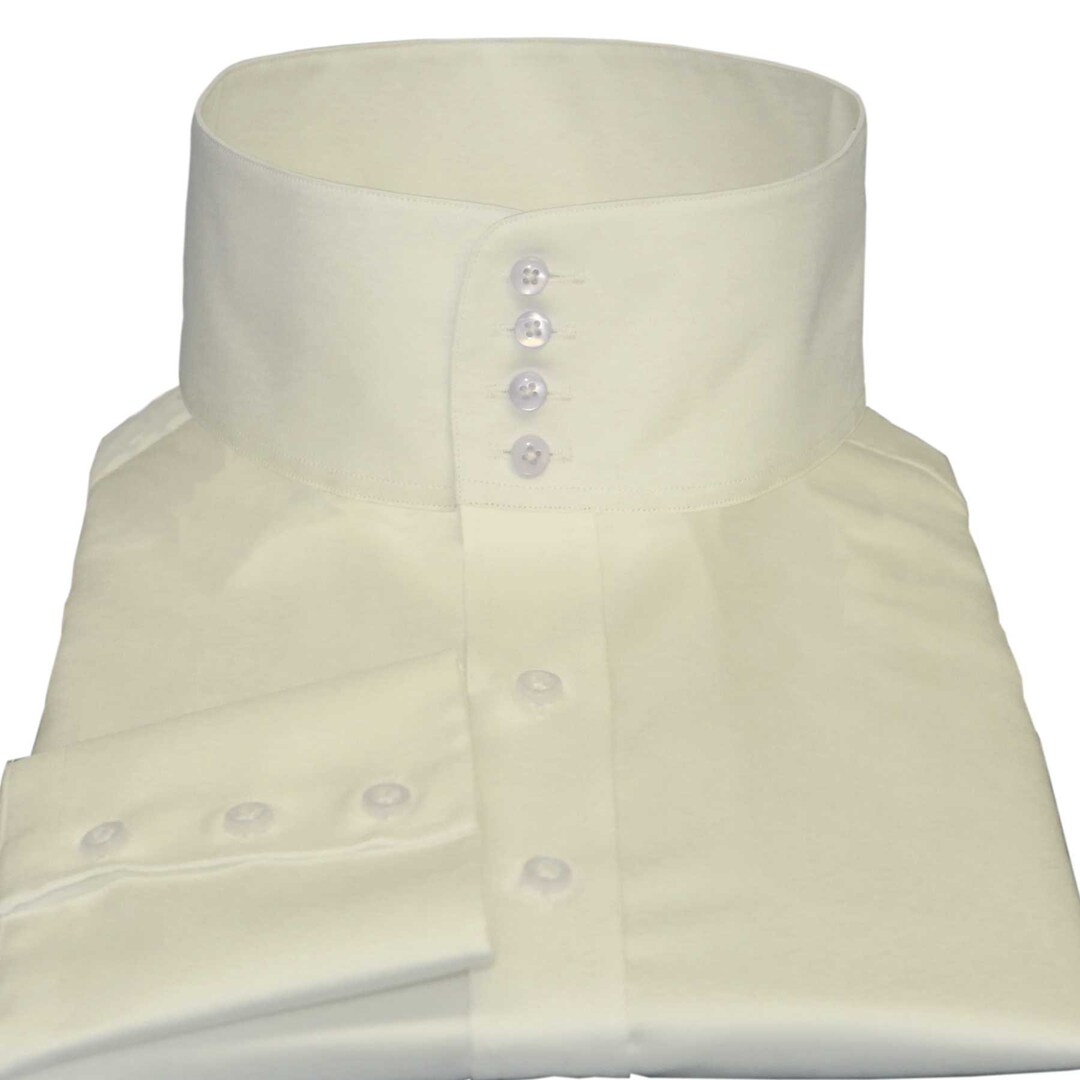 Chinese Mandarin Collar Occasion Shirt Cream Formal Dress Shirt Men's ...