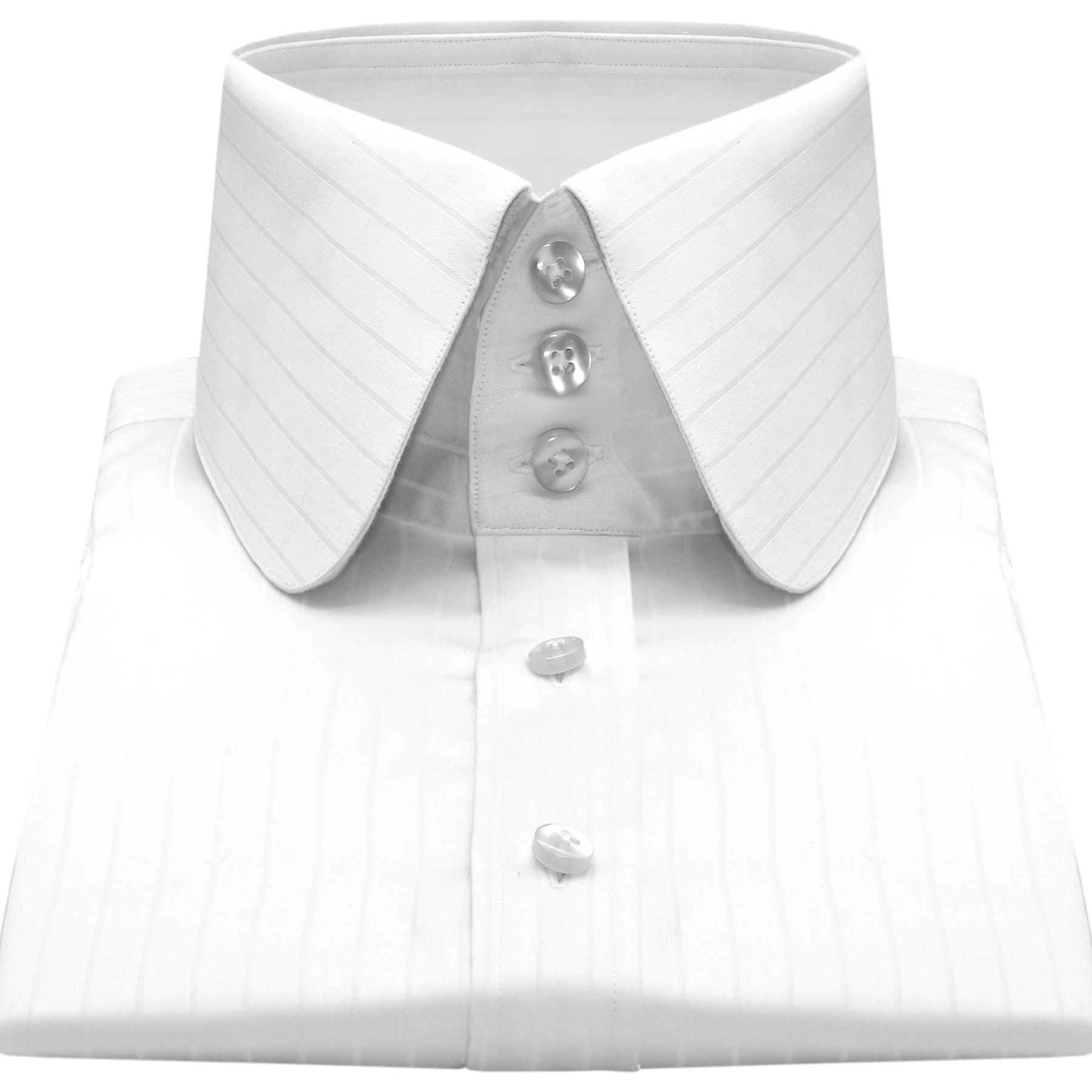 Edwardian High Collar Dress Shirt, White Pin Stripes, Pure Cotton - Etsy