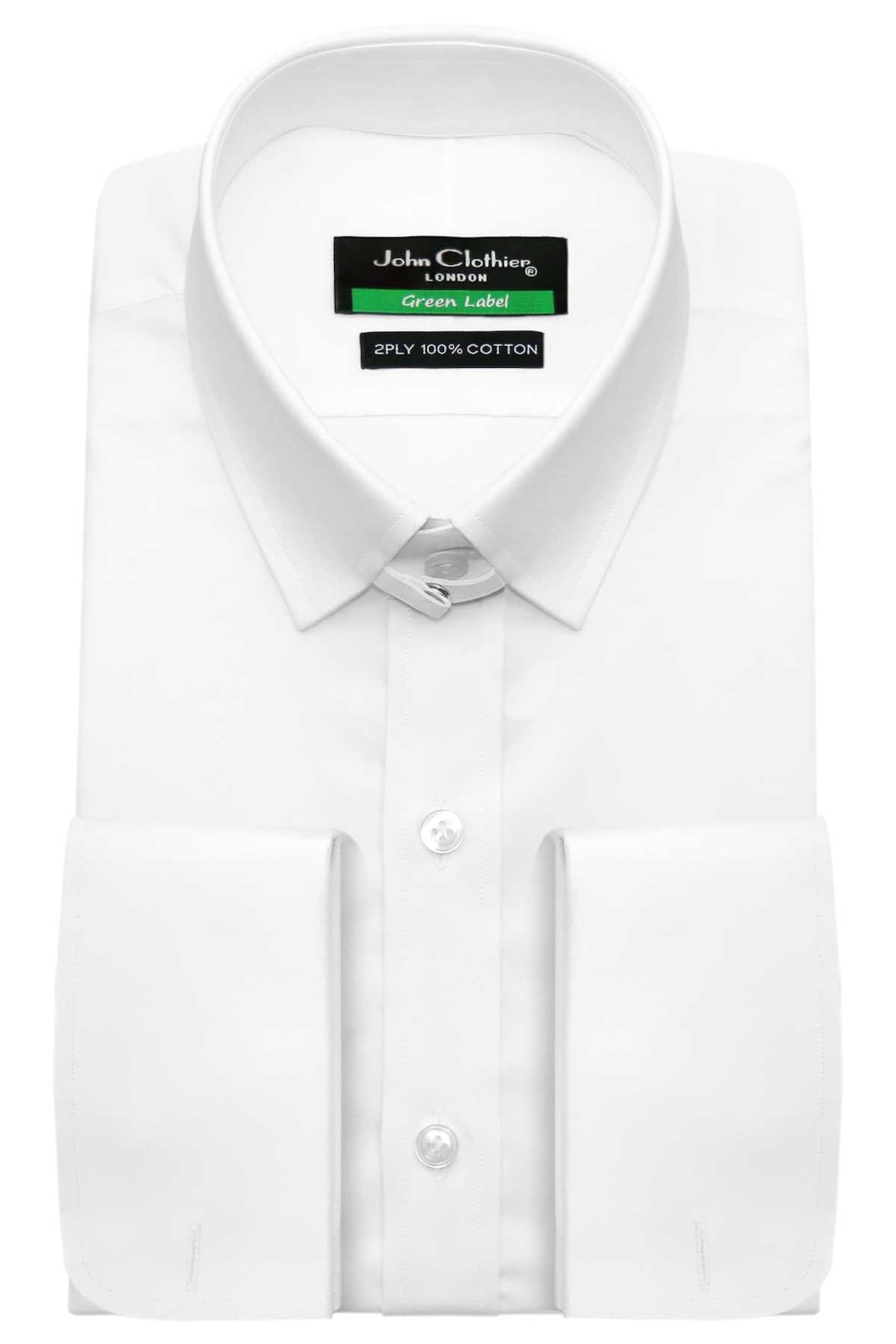 Skyfall's Tab Collar Dress Shirt Men's/ White Shirt/ 100% Cotton Full ...