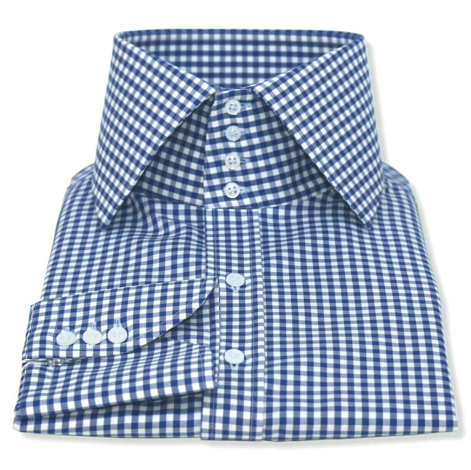 Vintage Edwardian Large Collar High Spread Collar Blue & White Gingham ...