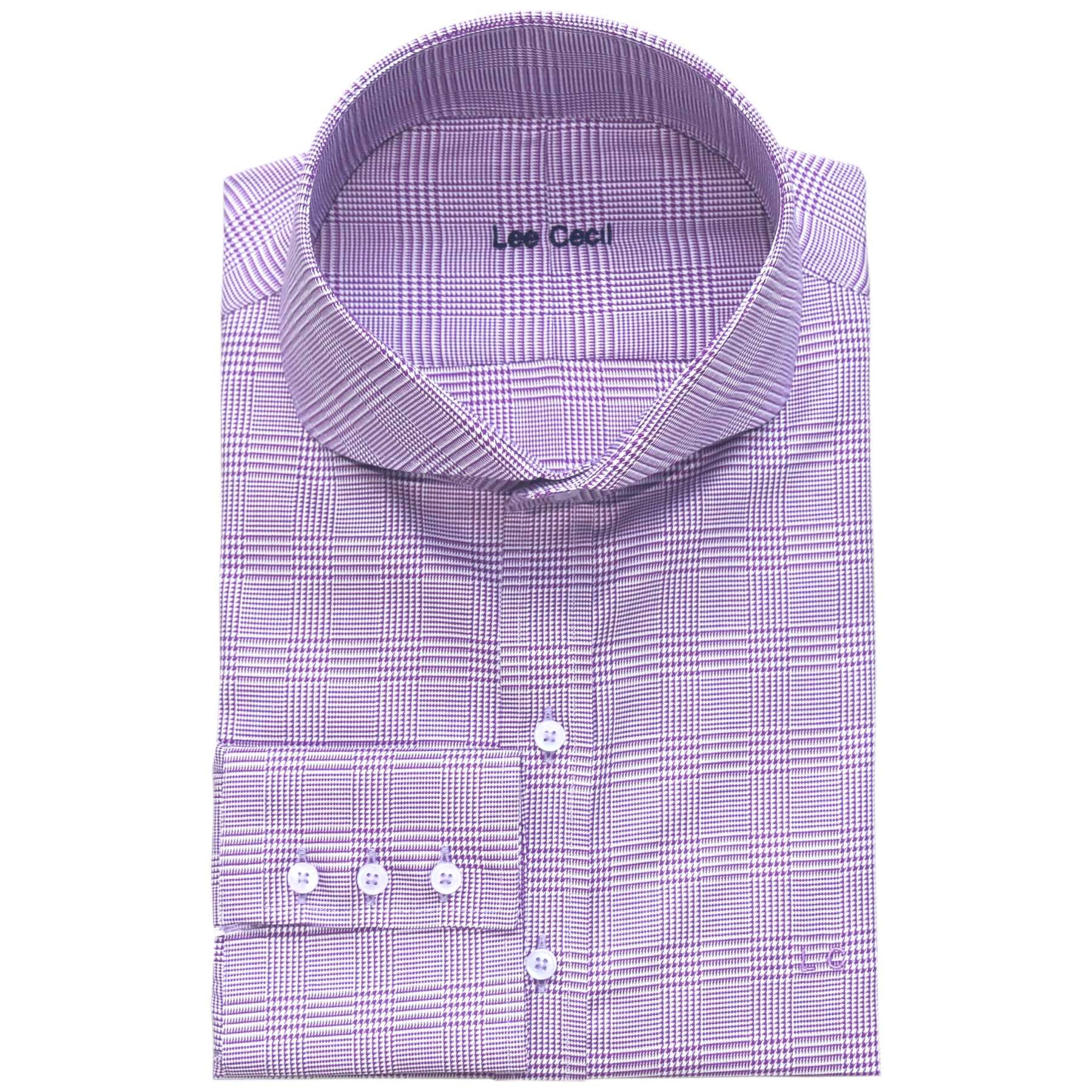 Italian Collar Purple, Lilac Checks High Cut Away Collar Formal Dress ...