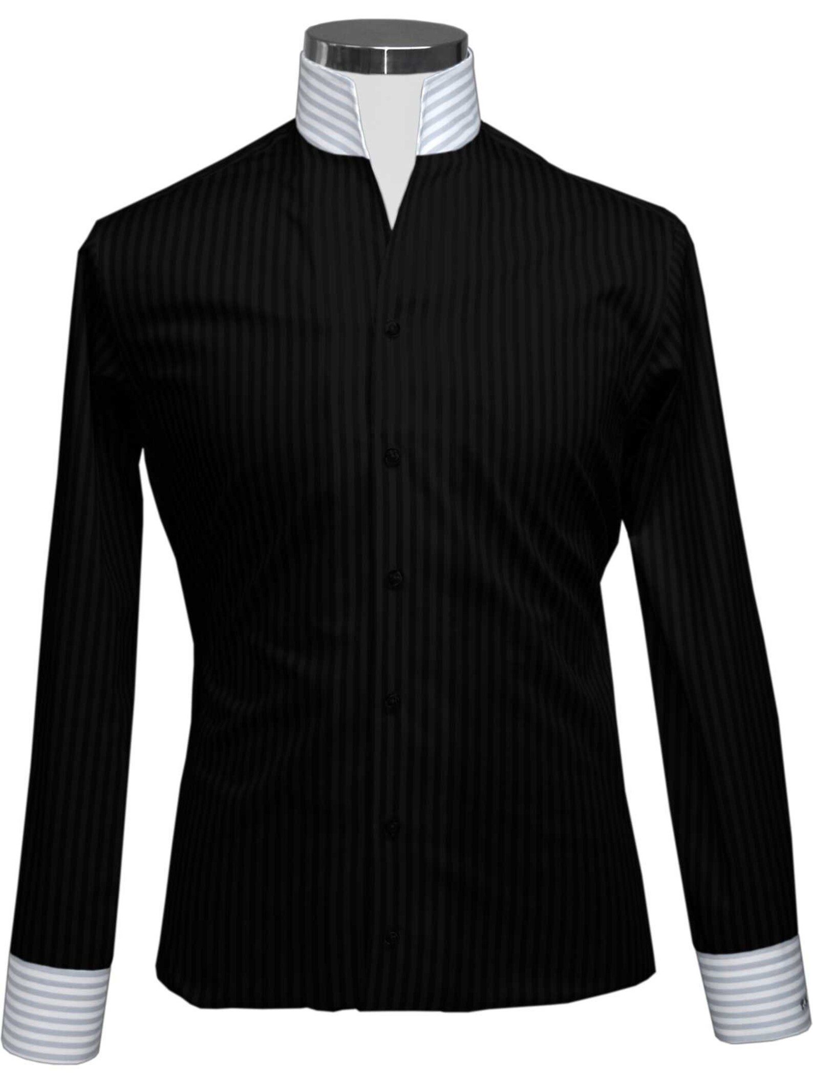 Open Buttonless Collar Black Birthday Dress Shirt Men's High Open V ...