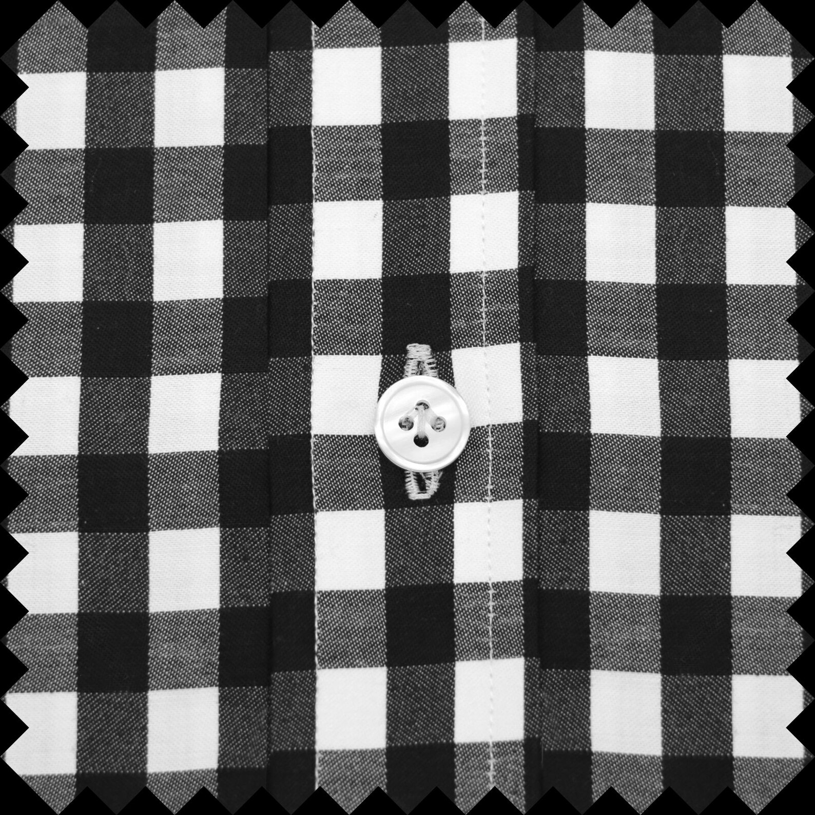 Men's High Button Down Collar Shirt Black White Gingham Checks Cotton ...