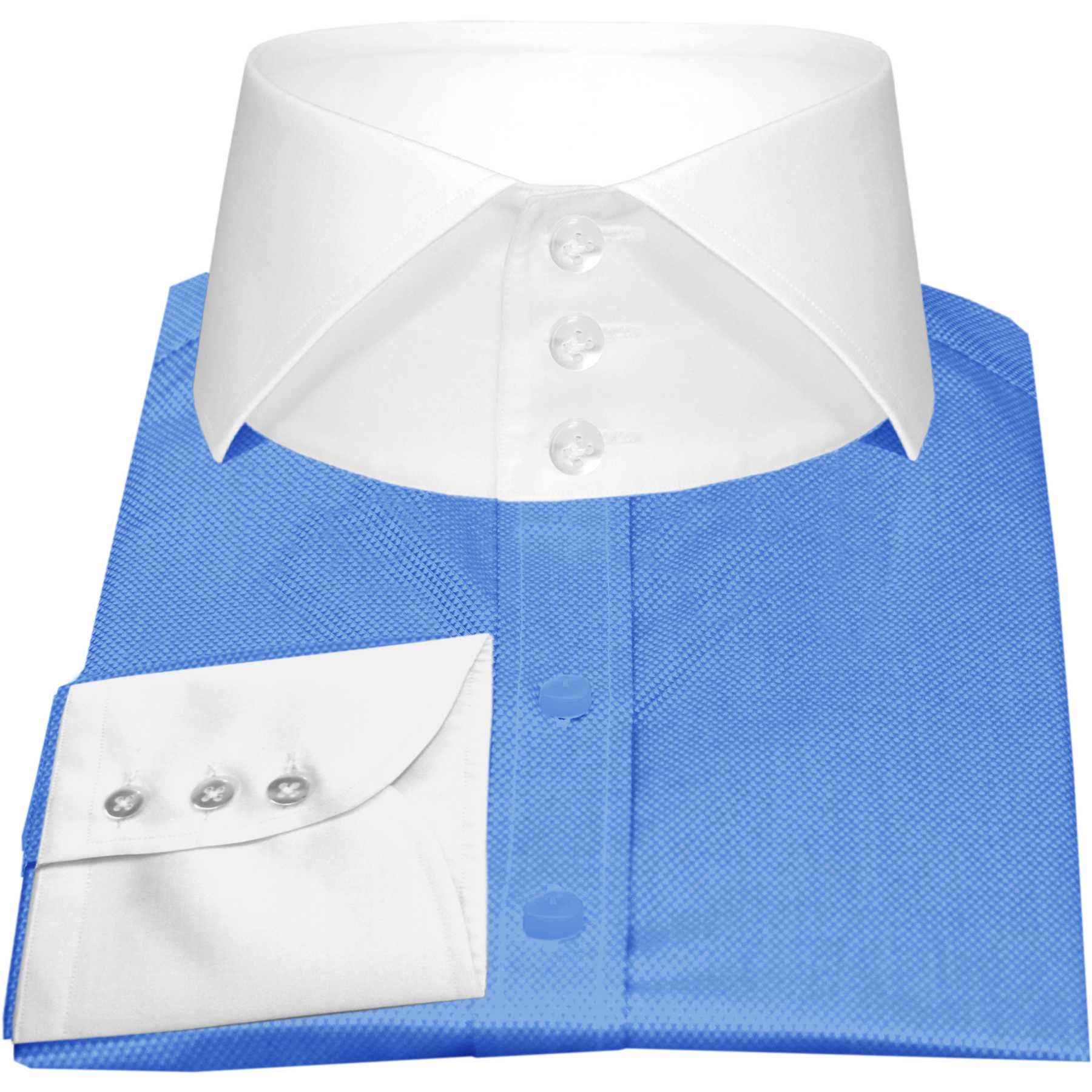 High Neck President Cutaway Collar Lavish Blue Tiny Checks Long Sleeves ...