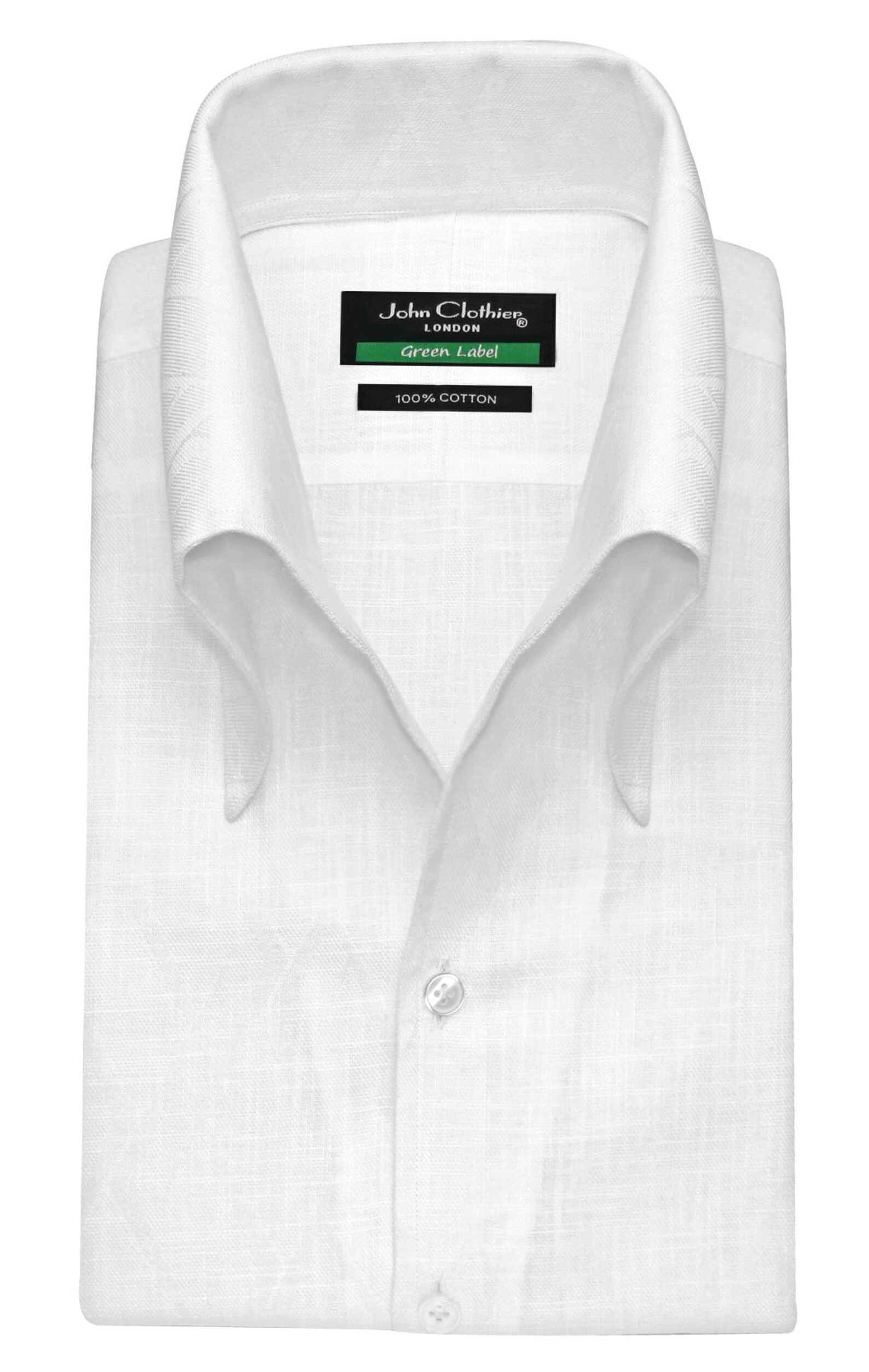 Men's Linen High Open Button-down Bow Collar White Shirt Ribbon Suit ...