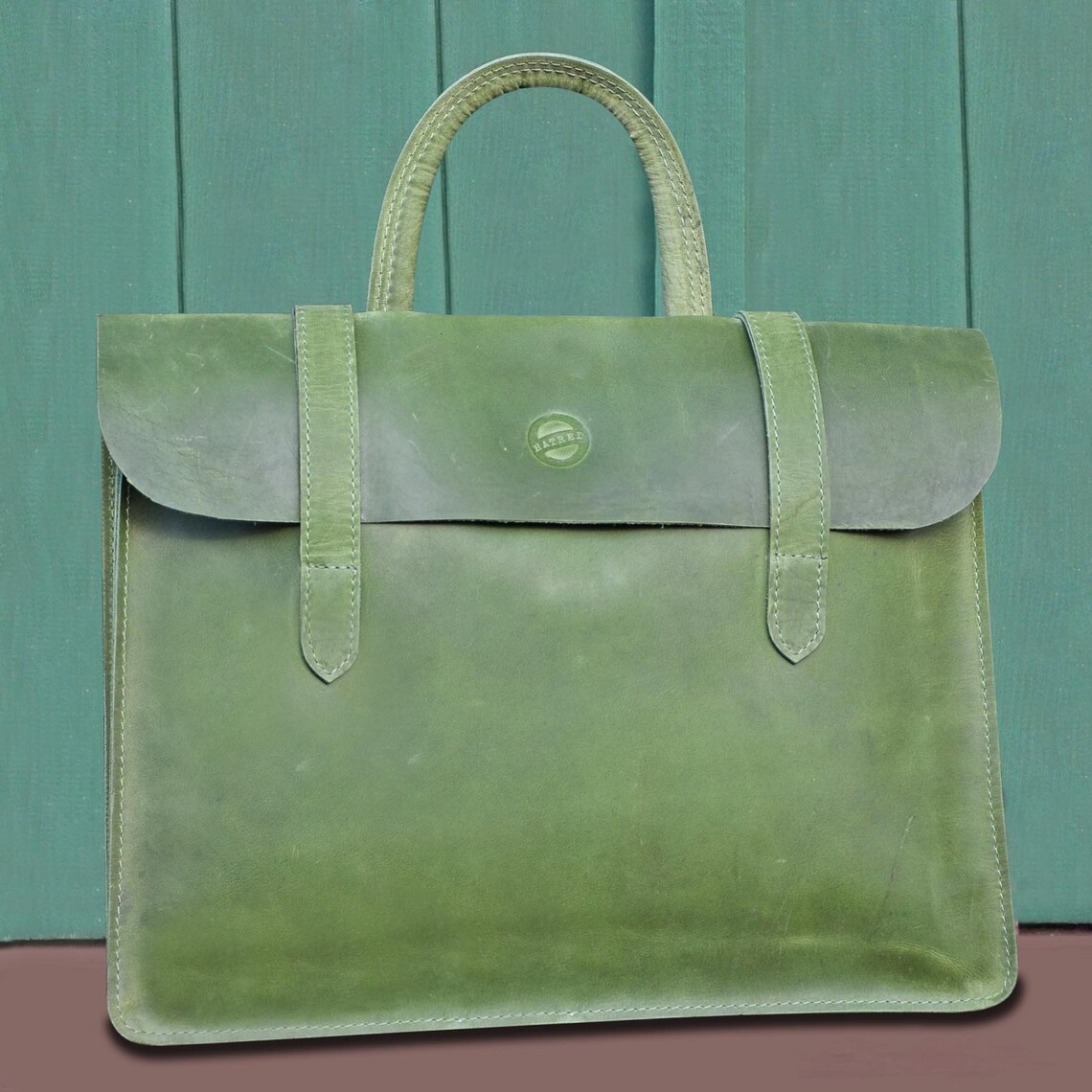 Green Vintage Genuine Hand Made Leather Music Portfolio Bag Legendary ...