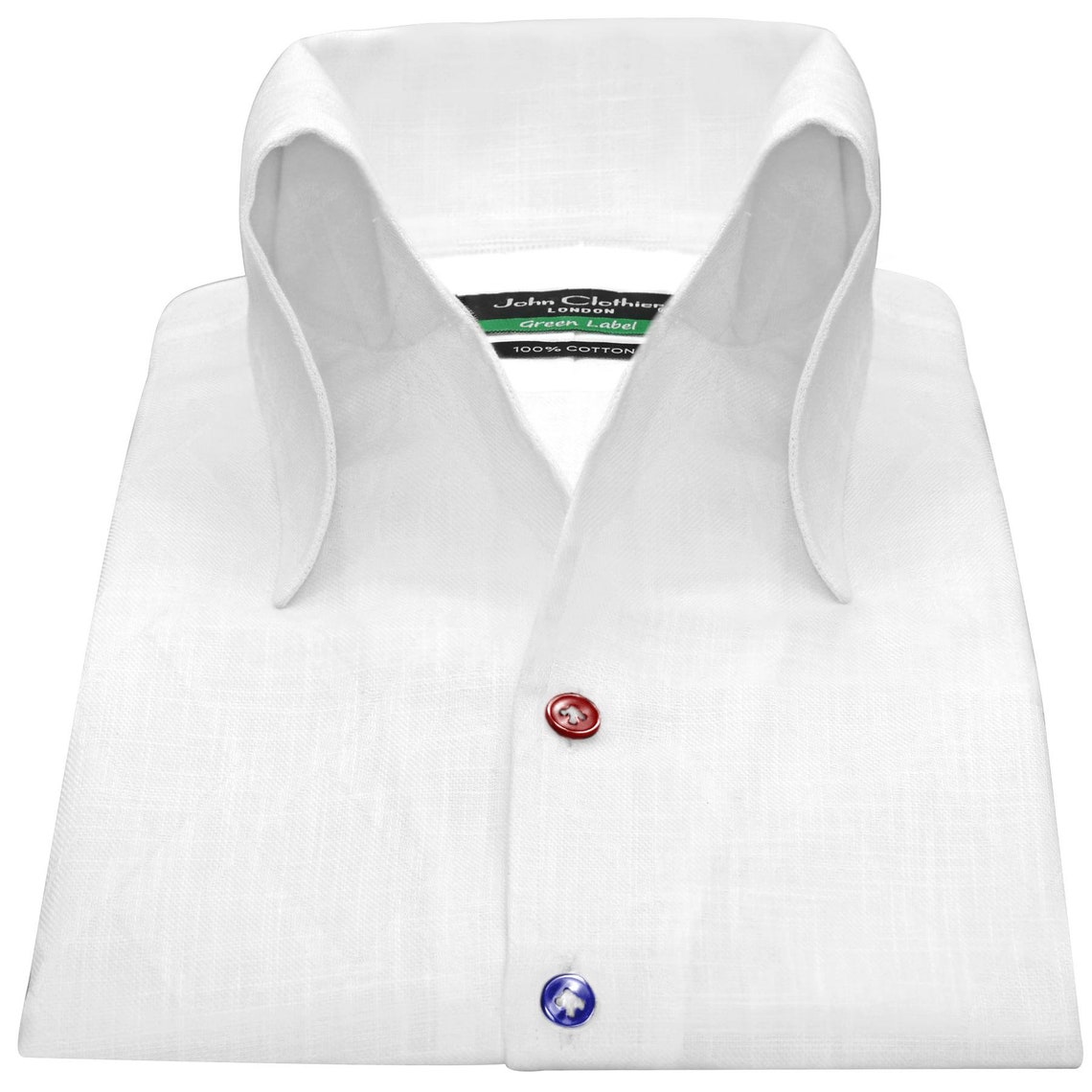 Men's Linen High Open Button-down Bow Collar White Shirt Ribbon Suit ...