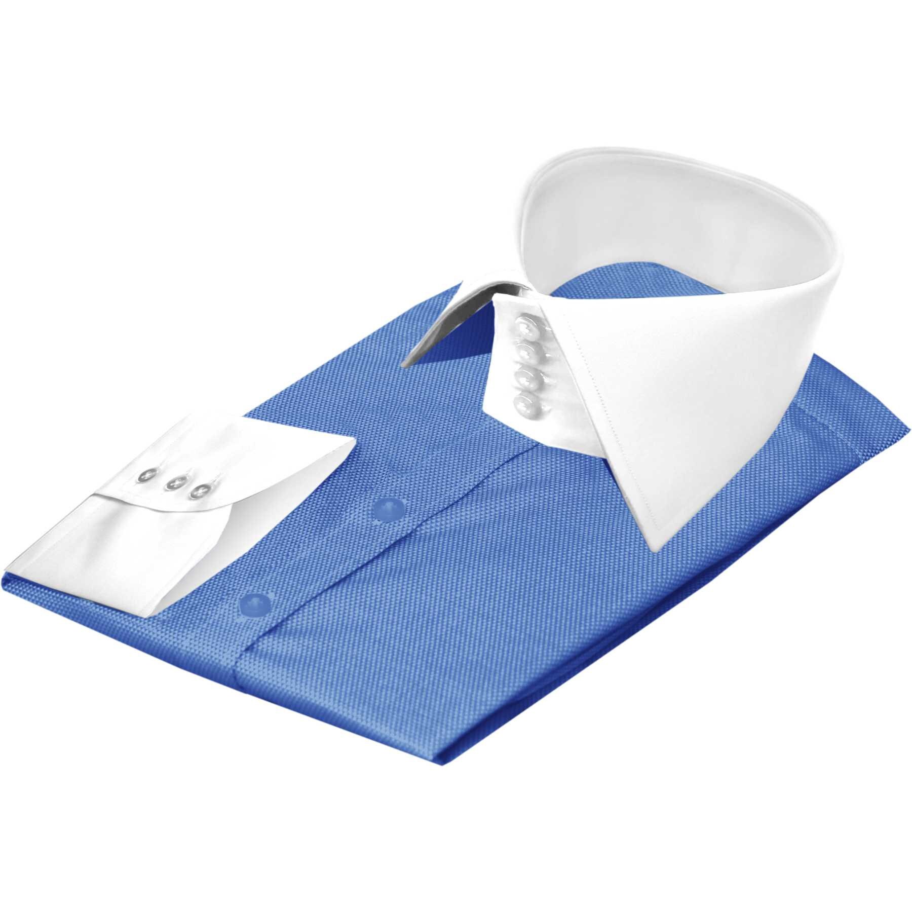 Wide Collar Shirt Lavish Blue Oxford Texture Formal Dress Shirt Large ...