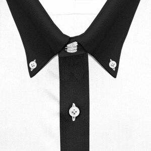 Button Down High Collar Shirt, White Men Cotton Dress Shirt 3"high 4 ...