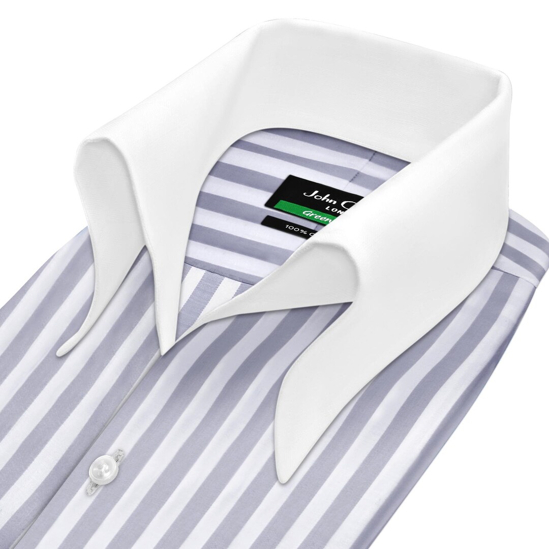 High Open Button-down Collar Men's Shirt Buttonless Collar Dress Shirt ...
