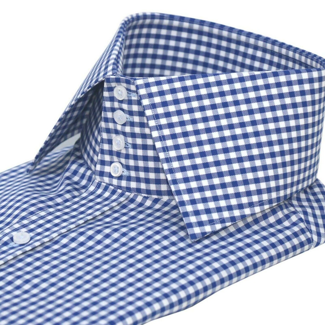 Vintage Edwardian Large Collar High Spread Collar Blue & White Gingham ...
