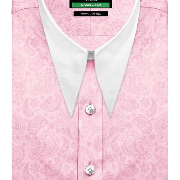 Men's Linen High Open Button-down Bow Collar White Shirt Ribbon Suit ...