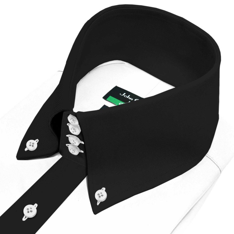 Button Down High Collar Shirt, White Men Cotton Dress Shirt 3high 4 ...