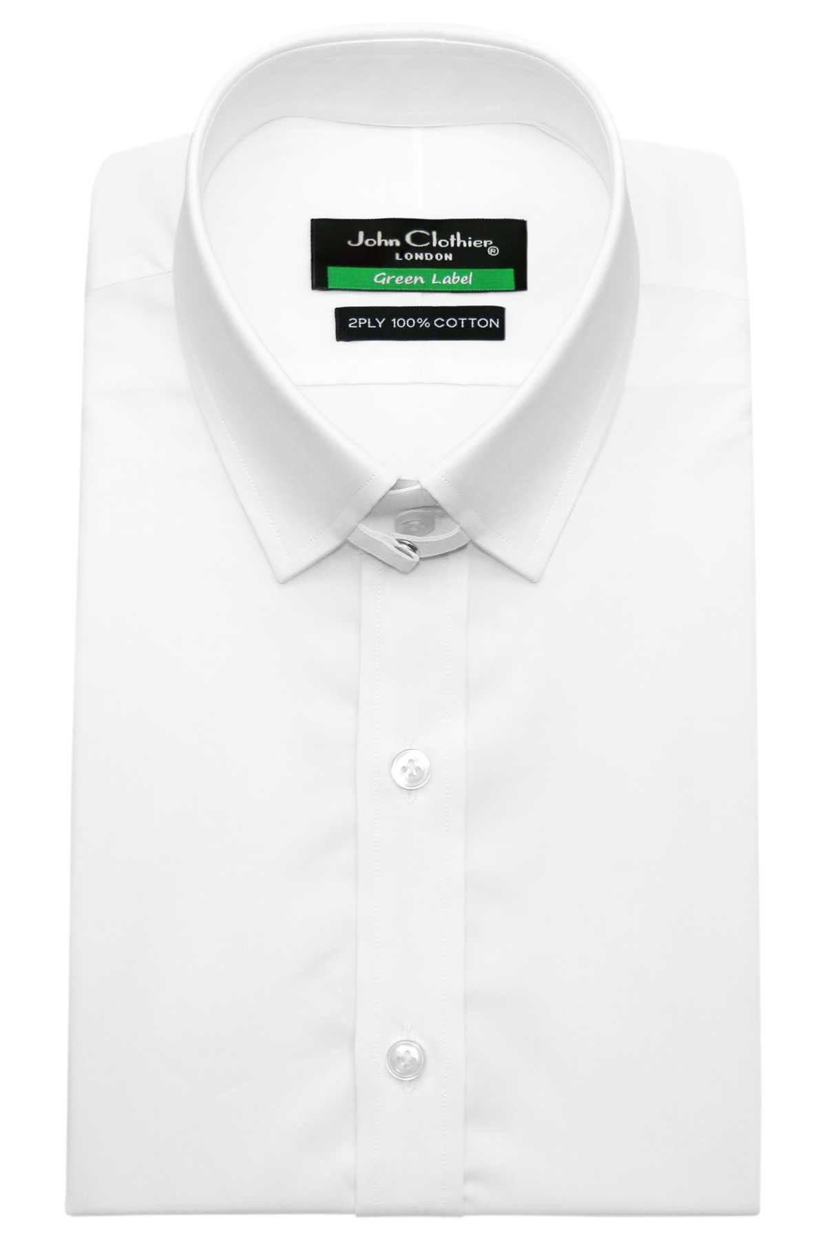 Skyfall's Tab Collar Dress Shirt Men's/ White Shirt/ 100% Cotton Full ...
