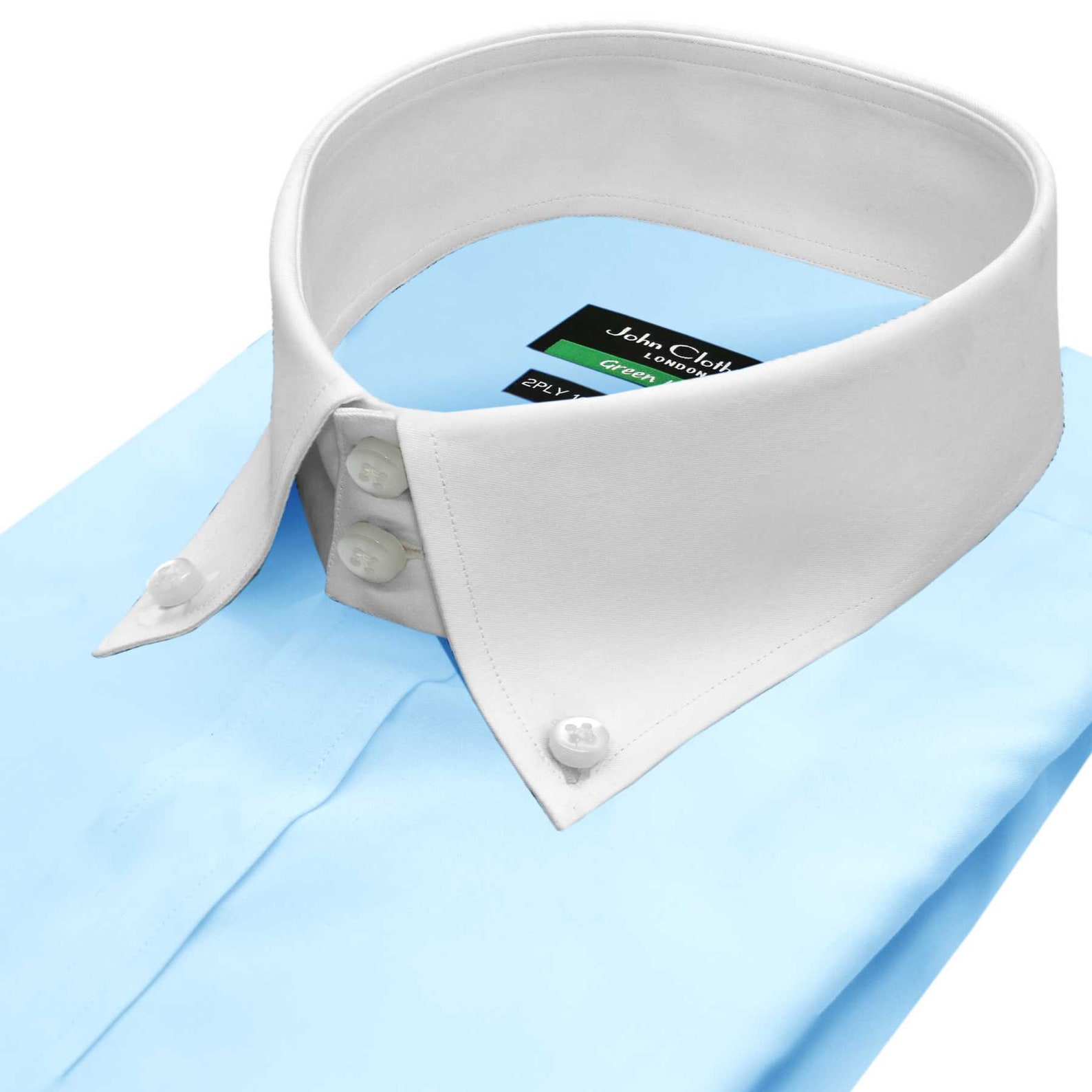 Sky Blue Polo Collar Shirt, Hidden Button Placket, 100% Giza Cotton - Etsy