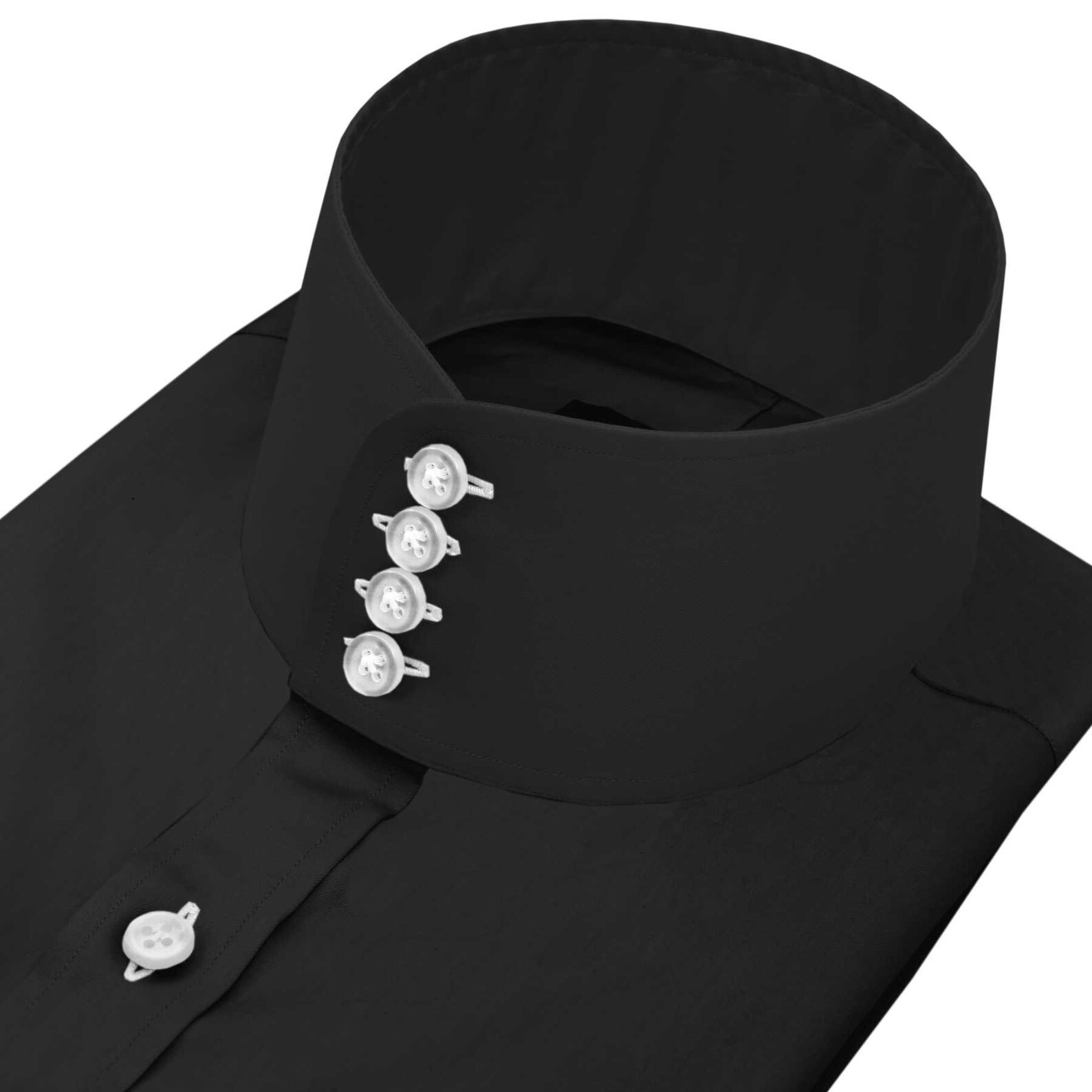 China Mandarin Collar Dress Shirt High Banded Stand Collar Black ...