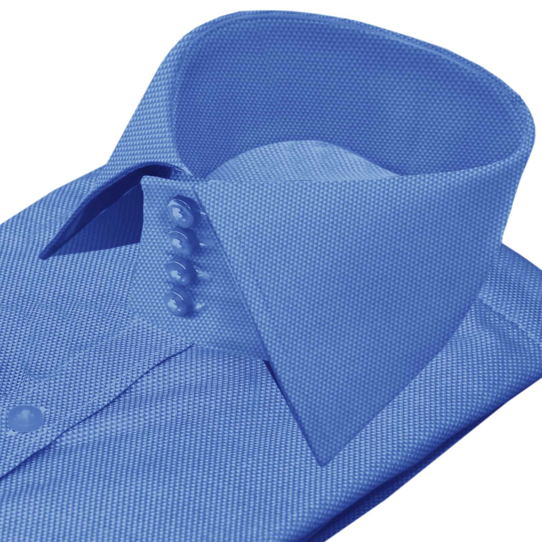 Wide Collar Shirt Lavish Blue Oxford Texture Formal Dress Shirt Large ...
