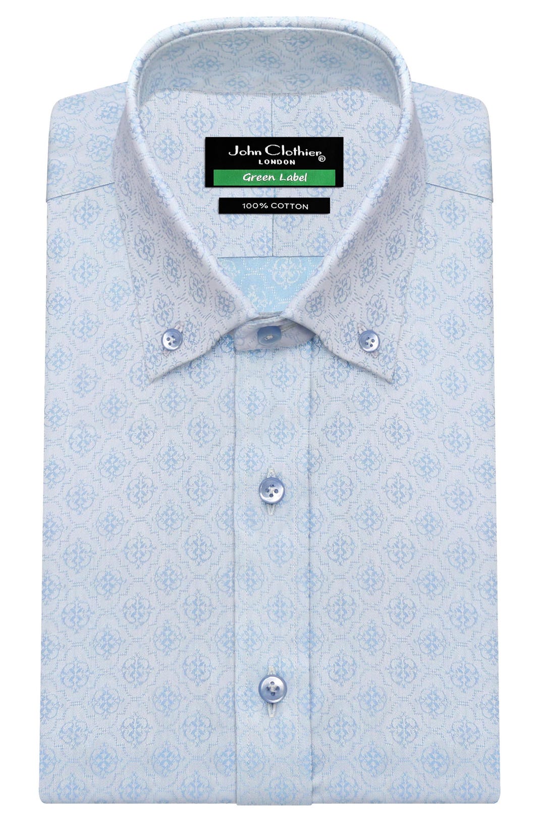 Button Down Polo Kent British Collar Shirt Blue Floral Ceremonial ...