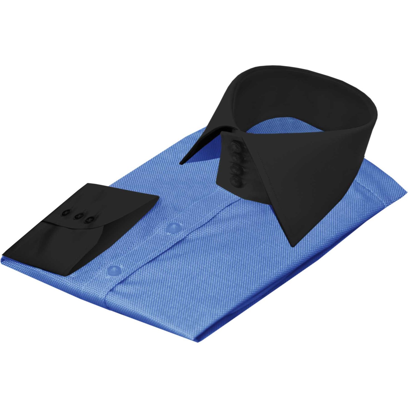 Wide Collar Shirt Lavish Blue Oxford Texture Formal Dress Shirt Large ...