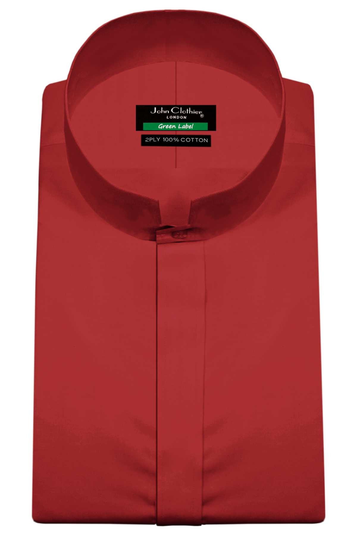 Clerical Shirt Pure Cotton Red Dress Shirt Men's Imperial High Collar ...
