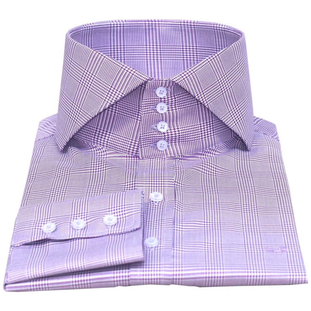 Italian Collar Purple, Lilac Checks High Cut Away Collar Formal Dress ...