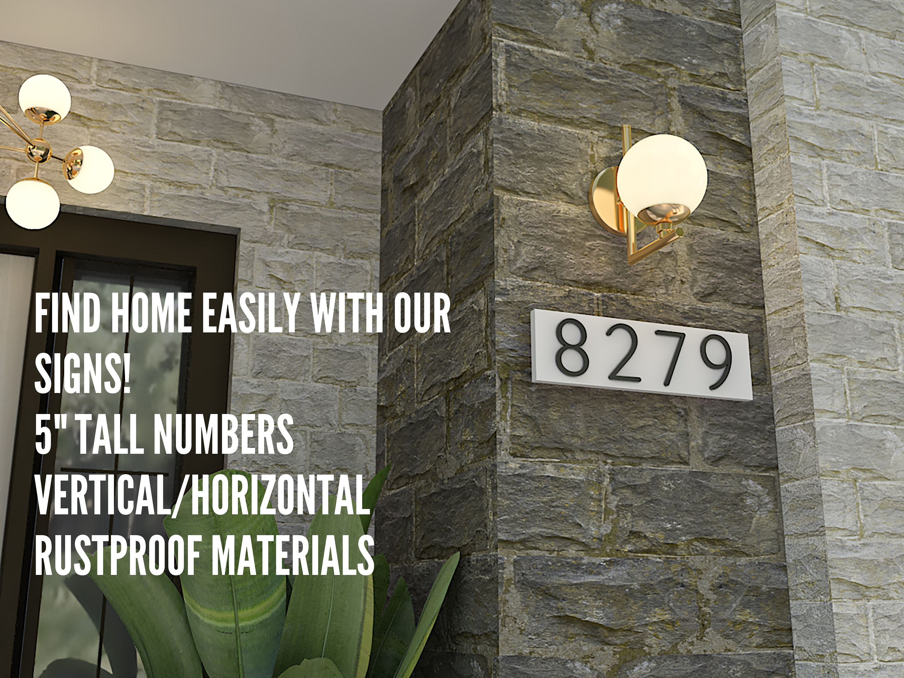 House Number Sign Address Plaque House Number Sign Horizontal Number ...