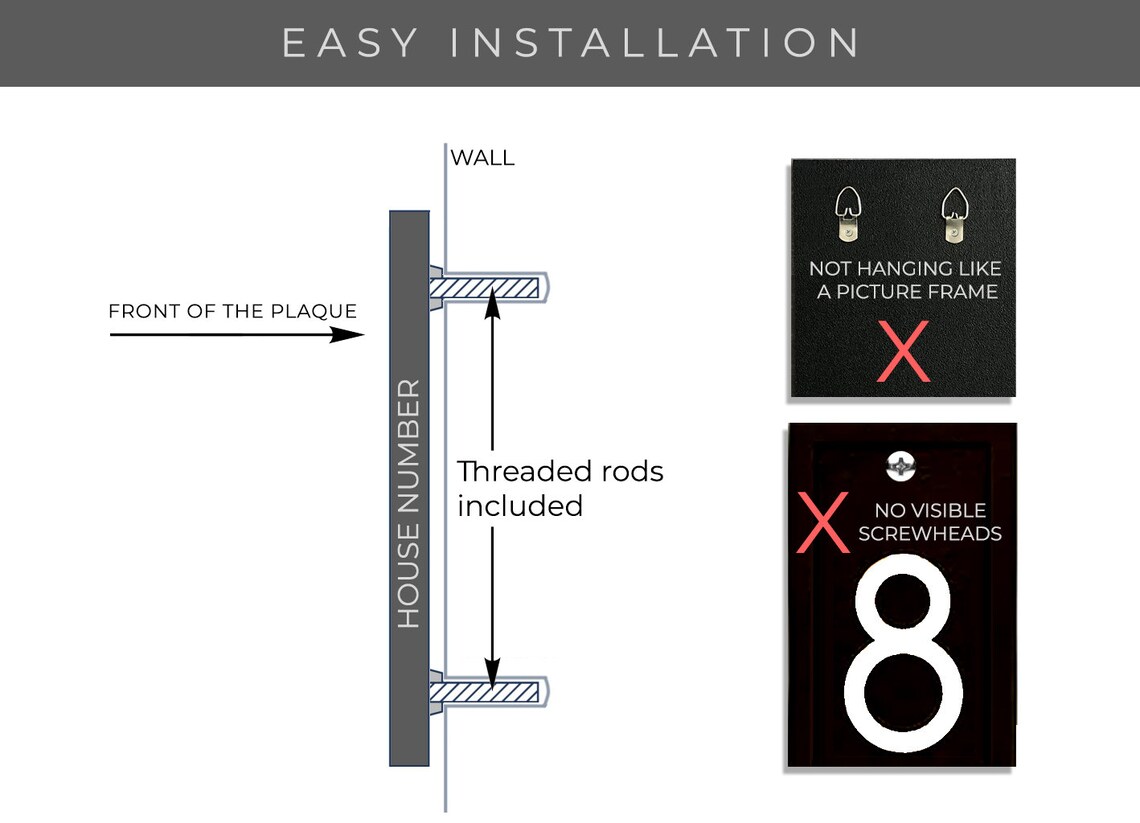House Number Sign Address Plaque House Number Sign Horizontal Number ...