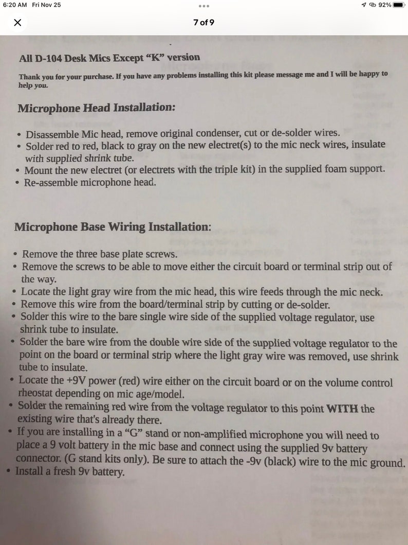 Astatic D-104 Microphone Electret Condenser Upgrade Kit - Etsy