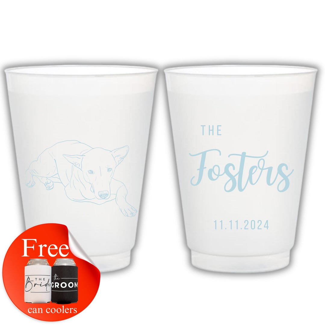 Custom Dog Cups for Wedding, Customizable Pet Frosted Cups, Bridal ...