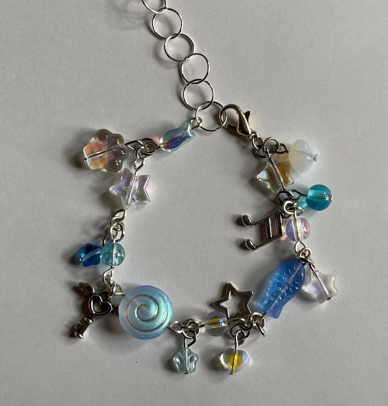 Aquatic Blue Sea Life Marine Themed Charm Beaded Bracelet - Etsy