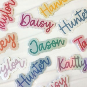 Personalized Name Sticker, Custom Name Sticker, Pastel Name Sticker ...